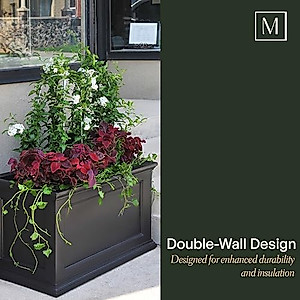 Mayne Fairfield 20in x 36in Rectangle Planter - Black - 36in L x 20in W x 20in H - with Built-In Water Reservoir (5826-B)