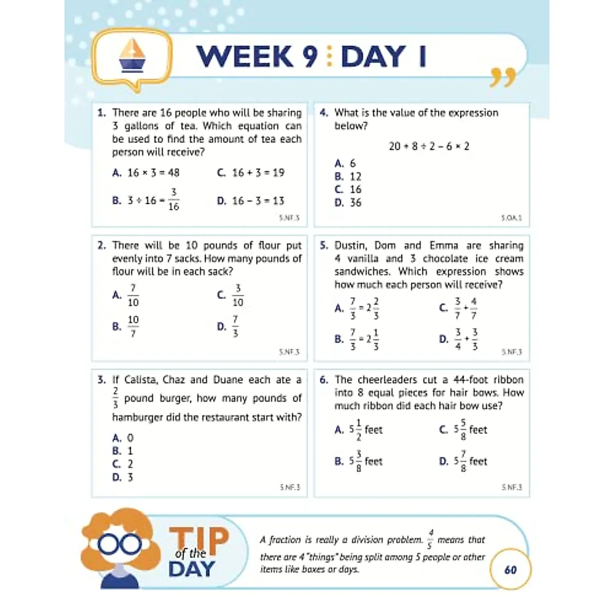 5th Grade Common Core Math: Daily Practice Workbook - Part I: Multiple Choice | 1000+ Practice Questions and Video Explanations | Argo Brothers (Next Generation Learning Standards Aligned (NGSS))