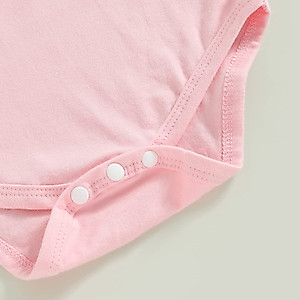 Newborn Baby Girl Pink Bunny Outfit Long Sleeve Romper Rabbit Suspender Skirt Overall Dress Headband My 1st Easter Outfit (Pink, 3-6 Months)