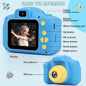 Gridspace Upgrade Kids Camera Toys for 3 4 5 6 7 8 9 Year Old Boy Girls Christmas Birthday Gifts Toddler Camera HD Digital Video Camera 1080P HD 2 Inch Screen with 32GB Card