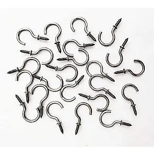 IDEALSV 50 Pcs (304) Stainless Steel Screw Ceiling Hooks 7/8 Inch Cup Hook Screw-in Light Hooks Outdoor and Indoor Hanging