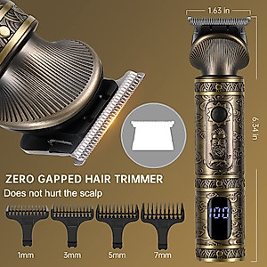 Scttomon Beard Trimmer Kit Professional Hair Clipper Trimmer Zero Gapped T-Blade Trimmer Electric Shaver Razor Nose Body Trimmer for Men Cordless Grooming Kit 7 in 1