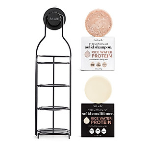 Kitsch Self Draining Shower Caddy & Rice Bar Shampoo & Conditioner