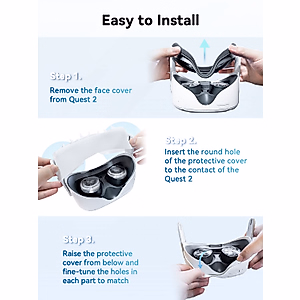 CNBEYOUNG VR Shell and Lens Cover for Quest 2, Front Protective Face Cover Protects Cameras and All Ports, Anti Scratch Dust Shock with Heat Dispersion Design