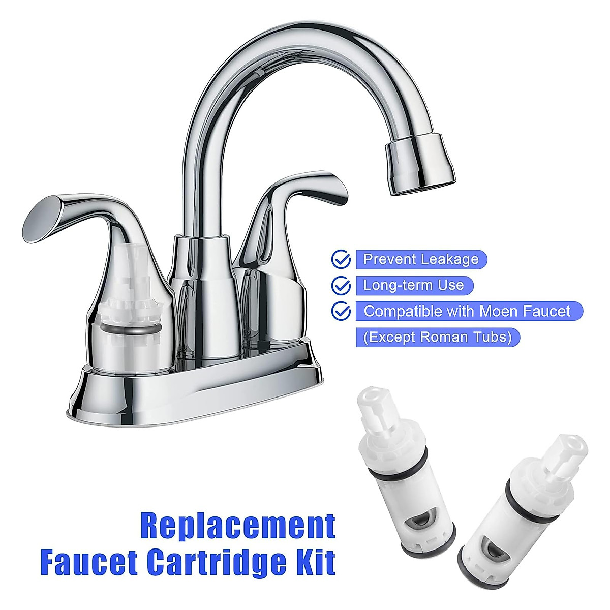 Enhon 3 Pack Faucet Cartridge Replacement Kit Compatible with Moen 1224 1224B Double Handle Faucets and Tub Showers, Durable Brass and Plastic