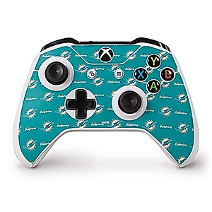Skinit Decal Gaming Skin Compatible with Xbox One S Controller - Officially Licensed NFL Miami Dolphins Blitz Series Design