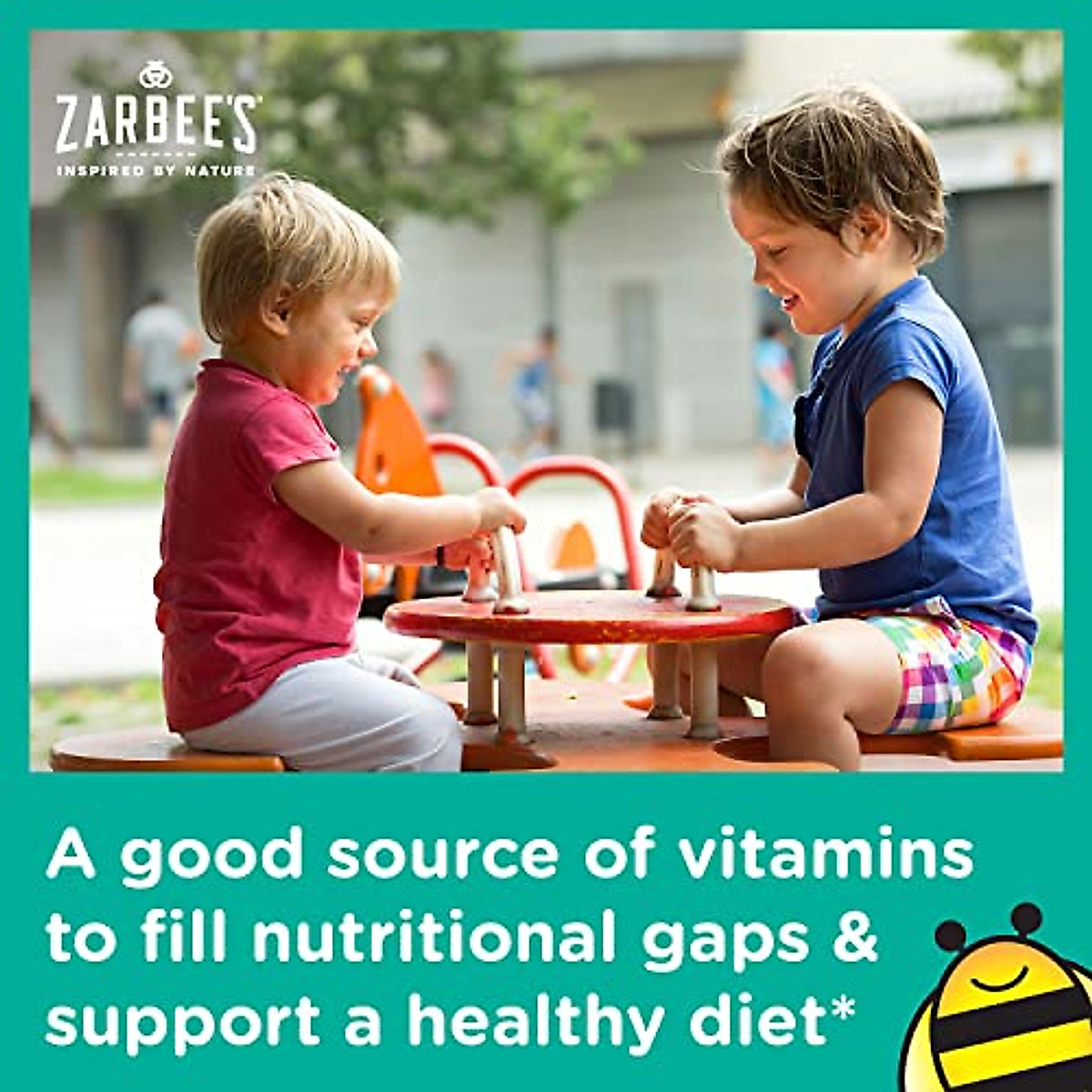 Zarbee's Toddler Vitamins, Complete Multivitamin with Vitamin A, C, D3 & B-complex, Easy to Chew, Gluten, Soy, Nut & Dairy Free, Natural Fruit Flavors, 2-3 Years, 110 Count