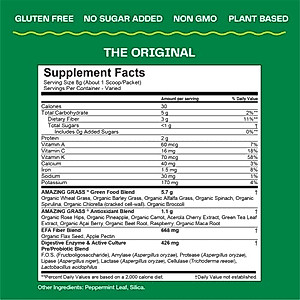 Amazing Grass Greens Blend Superfood: Super Greens Powder Smoothie Mix with Organic Spirulina, Chlorella, Beet Root Powder, Prebiotics & Probiotics, Original, 15 Servings (Packaging May Vary)