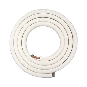 TADERUILY 33 Ft Mini Split Line Set,Air Conditioning Copper Tubing Pipe Extension,1/4" & 3/8" 3/8" PE Thickened for AC and Heating Equipment Insulated with Nuts. (1/4+3/8)