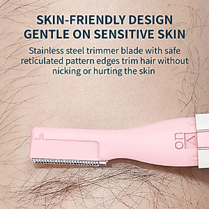 TOUCHBeauty Electric Eyebrow Trimmer for Women Portable Eyebrow Hair Remover Metal Cover, Battery Powered Ladies Hair Shaver Pink