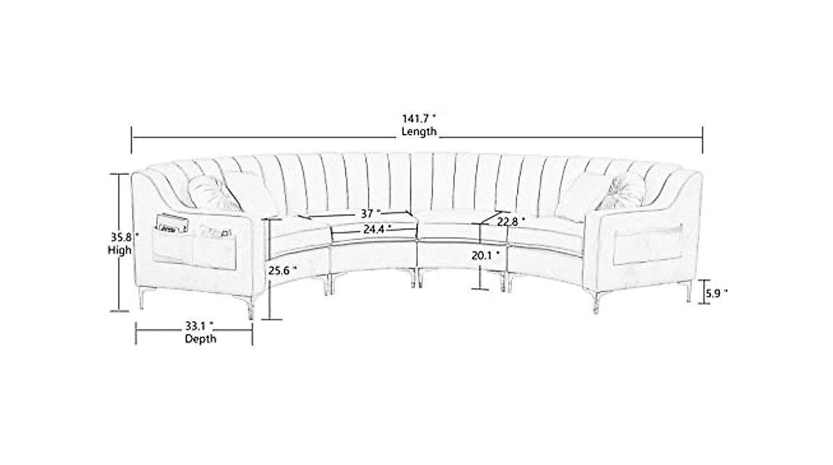 Cozy Grey Curved Sectional Sofa for Living Room