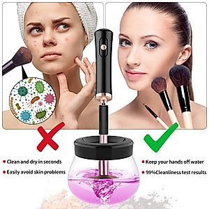 Fesmey Automatic Makeup Brush Cleaner Machine,Spinning Makeup Brush Cleaner and Dryer,Super-Fast Electric Make Up Brush Cleaner Cleanser Machine with 8 Size Collars (Black)