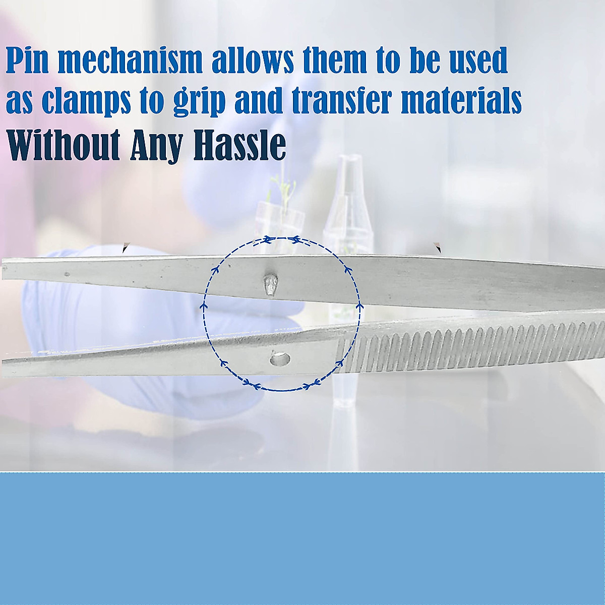 Lab Tweezers High Precision Forceps, 6" (15.2 cm), Fine Strong Angled Point tweezers, Stainless Steel