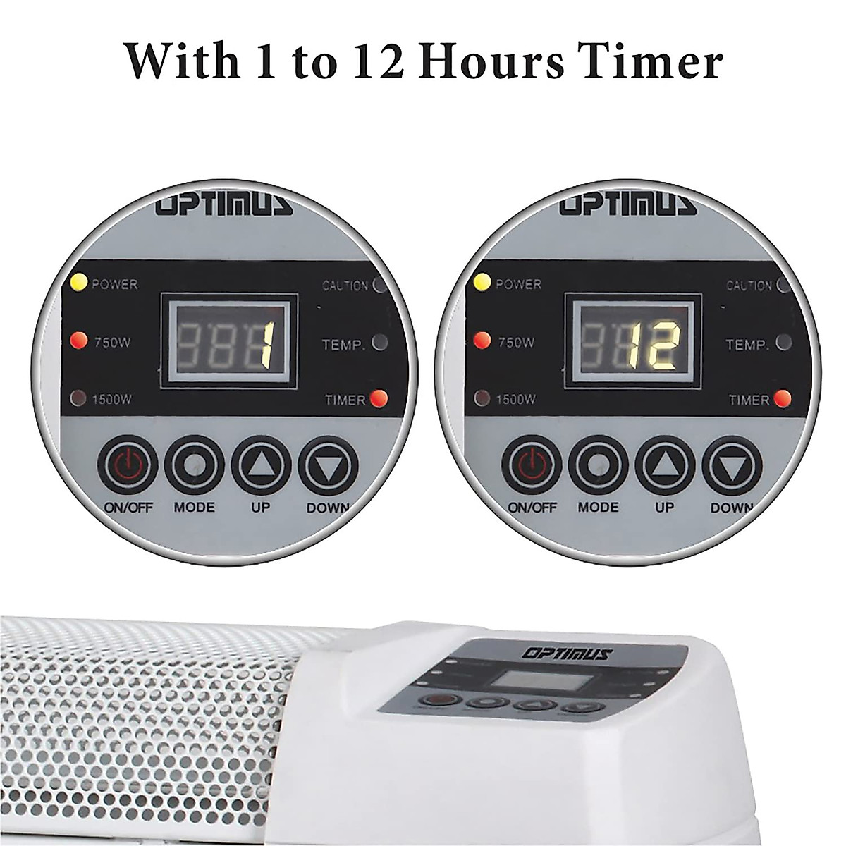 Optimus 30" Baseboard Convection Heater with Digital Display & Thermostat