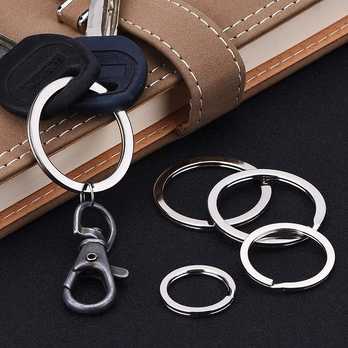 KINGFOREST 100PCS Flat Key Rings 1 Inch, Metal Keychain Rings Split Keyrings Flat Ring for Home Car Office Keys Attachment