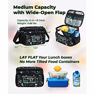SUNNY BIRD Insulated Lunch Bag with Foldable and Leakproof Design, Thermally Insulated, Shoulder Strap for Women, Men and Teen (Floral & Foliage)