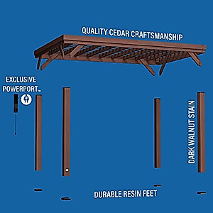 Backyard Discovery 14x10 Brockton All Cedar Pergola, Durable, Quality Supported Structure, Wind Resistant up to 100MPH, Rot Resistant, Electrical Outlet with USB, Deck, Garden, Patio