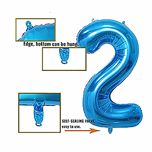 2 Number Balloon Blue Big Number Balloons 40 Inch kit for Happy Birthday Party Decorations Foil Mylar Helium Baby Shower
