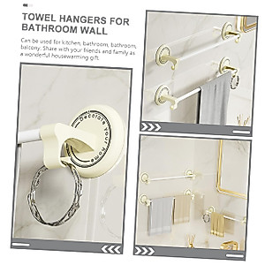 DRESSOOS 2pcs No Punching Bath Towel Organizer Bathroom Door Wall Hanging White Towel Rack Double Pole Tower Hanger No Trace Stickers Multifunction abs Iron Pipe Paint Wall-Mounted Shelf