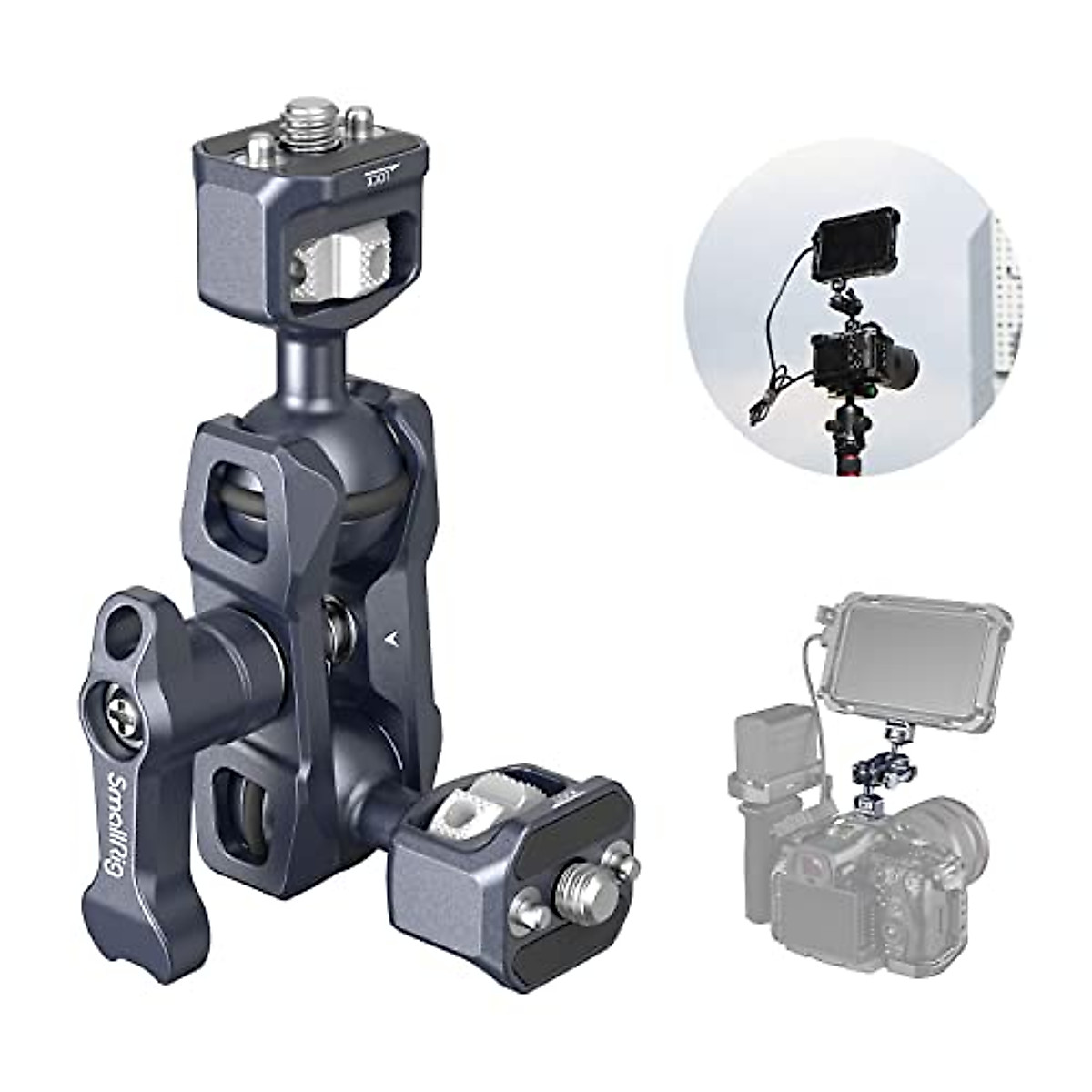SmallRig Camera Magic Arm, Flexible Articulating Arm with 1/4” Screws, Field Monitor Mount with Dual Ballhead, Aluminum - 3873