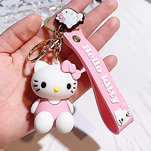Xerial Cute kitty keychain, cartoon cat keychain, kawaii kitty accessories,kitty charms, kitty car accessories,kitty key chains,Bag Purse Backpack Accessories, gift for Girls Women