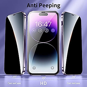 Jonwelsy Anti Peeping Case for iPhone 14 Pro Max, 360 Degree Front and Back Privacy Tempered Glass Cover, Anti SPY Screen, Anti Peep Magnetic Adsorption Metal Bumper for iPhone 14 Pro Max (Black)