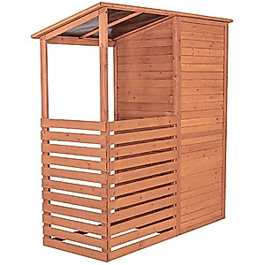 Leisure Season CFS7181 Combination Firewood and Storage Shed - Brown - Outdoor Garden Cedar Box with Shelves, Roof, Doors - Large Yard Lumber Lockers - Patio, Backyard, Deck, Organizer -Fast Assembly