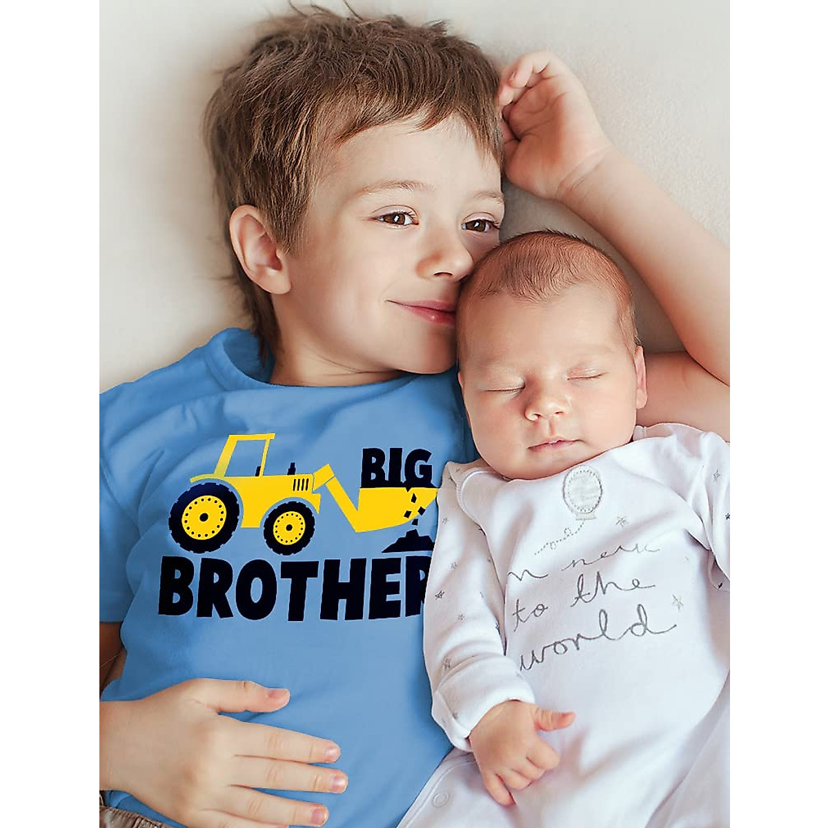 Construction Tractor Big Brother Shirt Pregnancy Baby Announcement Gifts for Boys Sibling Toddler Kids T-shirt 3T California Blue