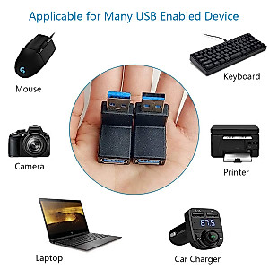 Hoydaa USB3.0 90 Degree Adapter, USB 3.0 Male to Female Right Angle Extension Adapter, USB Coupler Up and Down Angle Connector
