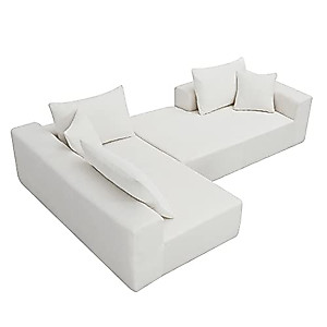 Oversized Modular Sectional Sofa with Reversible Chaise & Thick Cushion, Modern Chenille Upholstered L Shaped Cloud Couch, Comfy Deep Seat Corner Sofa&Couch Sofabed for Living Room Furniture Set