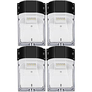 Hykolity Update 30W LED Wall Pack Light with Photocell, 3450LM 5000K Daylight Dusk to Dawn 120V LED Outdoor Wall Mount Light, 150-250W MH/HPS Replacement, Waterproof Security Lighting-4 Pack