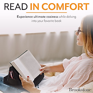 Brookstone - Memory Foam Lap Desk Tablet Holder, Holds Phones, iPads, E-Book Readers, 2 Viewing Angles, 2 Side Pockets for Accessories, Book Holder Cushion, Perfect for Home, Car Travel & Flights