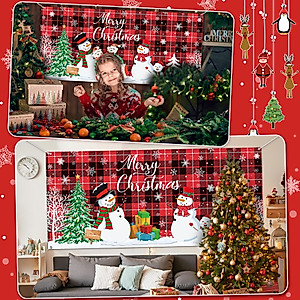 Buryeah 6 x 13 ft Christmas Banner Garage Door Decorations Large Garage Door Cover Christmas Photo Backdrop for Indoor Outdoor Home Holiday Party(Snowman Style)