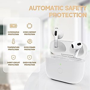 Rantuns Wireless Charging Case Replacement Compatible with AirPod 3rd Generation, Wireless Airpods 3rd Charger Case Built-in 600 mAh Battery with Bluetooth Pairing Sync Button Without Earbuds, White