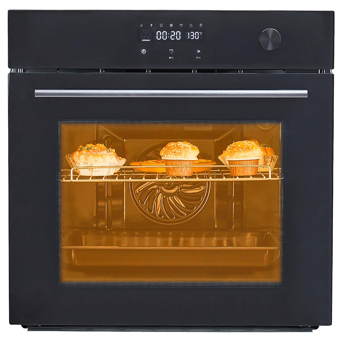 Takywep Single Wall Oven 24", Built-In Electric Ovens With Steam&Grill&Air Frying Mode, 3000W, 240V, 2.5Cu.Ft Convection Built-In Oven, Stainless Steel (Normal Touch Screen)