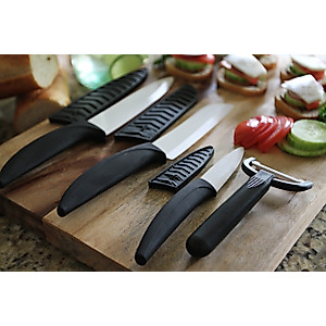 Miracle Blade IV World Class Professional Series White Ceramic 7-piece Knife Set with Protective Blade Covers