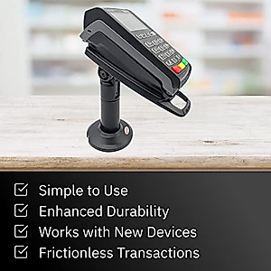 ENS Tailwind Ingenico Desk/3500/5000 7" Latch and Lock Pole Mount Terminal Stand, Slim Design, Adhesive Installation, Black