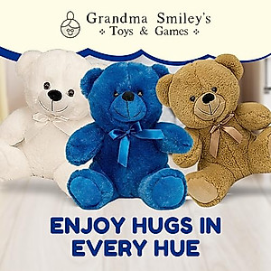 Grandma Smiley's Plush Best Friends Super Color Blue Teddy Bear Stuffed Animal, 9-inch Hypoallergenic Small for Christmas, Newborn Baby Shower, Girlfriend, Boyfriend, Graduation
