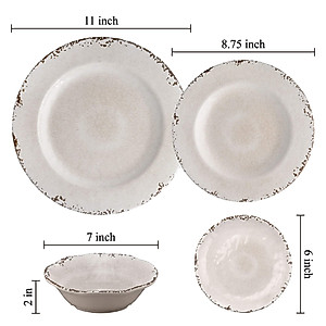 UPware 4-Piece 6 Inch Melamine Dessert Plates Appetizer Dinner Plates Small Serving Plates Party Plates Round Plate for Dessert Snack Fruit Side Dishes (Crackle Cream)