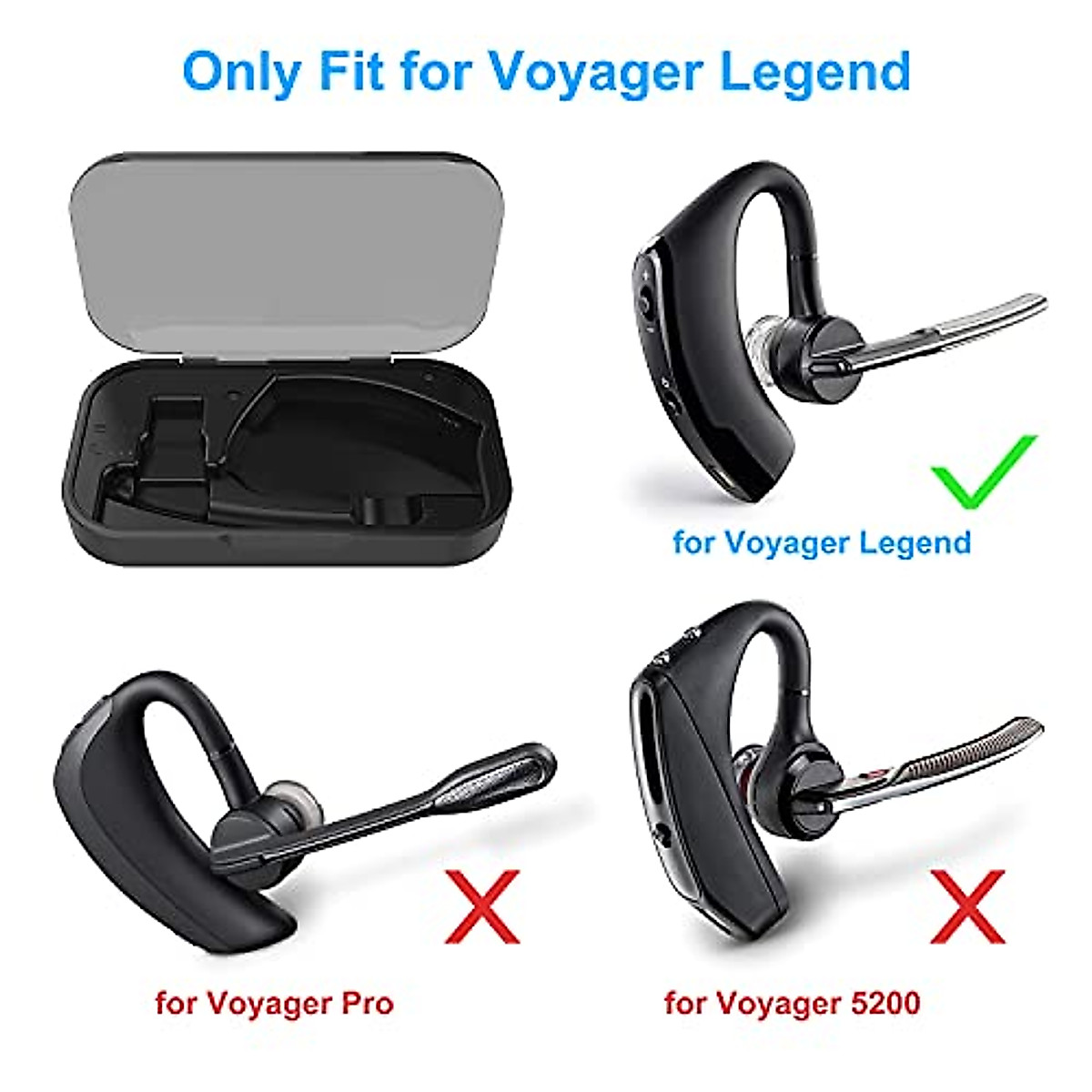 Power Charging Case Compatible with Plantronics Voyager Legend Headset, 2 in 1 Portable Charge Case with LED Indicator Compatible with Voyager Legend Headset