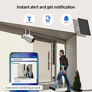 ESCANU Wireless Outdoor Solar Security Camera for Home Security, AI Motion,WiFi Wireless Rechargeable Camera, with Colorful Night Vision, 2-Way Audio, Spotlight,IP65 Waterproof, Cloud/Sd Card Storage