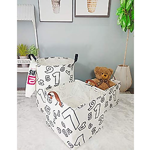 ASKETAM Square Canvas Collapsible Fabric Baby Toy Box Storage Bin Bedroom Decor Closet Kids Laundry Baskets Toy Organizer,Shelf Basket Nursery Storage,Gift Baskets(Number)