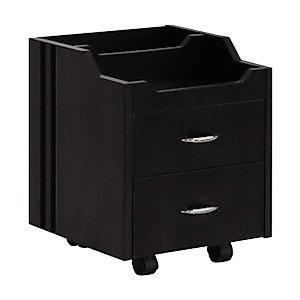 J & A Wood Top Pedicure Cart/Trolley with Two Full Functional Utility Drawers, Heavy Duty Swivel Casters with Lock, Sleek Modern Design, in Walnut, JA-JM-CART-Walnut