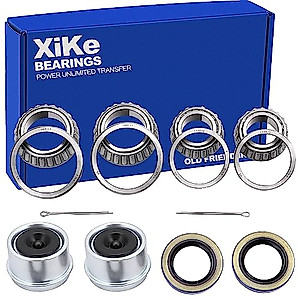 XiKe 2 Set Fits for 1-3/8'' to 1-1/16'' Axles Trailer Wheel Hub Bearings Kit, L68149/L68111 and L44649/L44610, 171255TB Seal OD 1.719'', Dust Cover and Cotter Pin, Rotary Quiet High Speed and Durable.