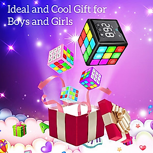 Rechargeable Game Handheld Cube, 15 Fun Brain & Memory Game with Score Screen, Cool Toys for Kids, Christmas Birthday Gifts for Boys Girls Aged 6-12+ Years Old, Toy Gift Idea for Kids（Black）