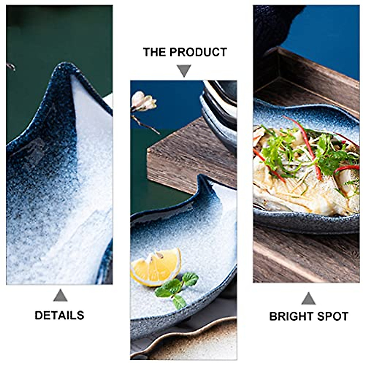 Cabilock Serving Platter Dishes Ceramic Serving Platter Decorative Snack Storage Platter Fish Shaped Plate for Meat Sushi Rolls Appetizers Party or Daily Use