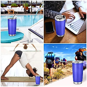 innewgogo Blue 20 oz Stainless Steel Vacuum Insulated Tumbler for Women Men Reusable Water Bottle with Leak-proof Lid & Straw Iced Coffee Cup for Water Iced Tea Coffee Home Office School Gym