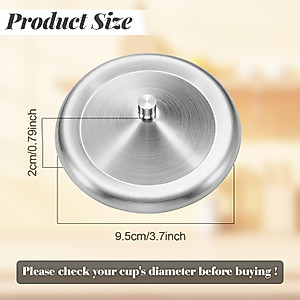 6 Pcs 9.5cm/3.7inch Stainless Steel Cup Cover Coffee Mug Seal Cap Water Beverage Drinking Universal Lid for Hot Tea Home Kitchen Camping