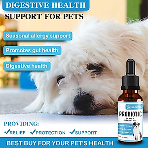 Probiotic for Dogs, Probiotic Drops for Dogs with Digestive Enzymes, Probiotics for Dogs Digestive Health, Diarrhea & Upset Stomach Relief + Gas, Constipation, and Allergy Relief.