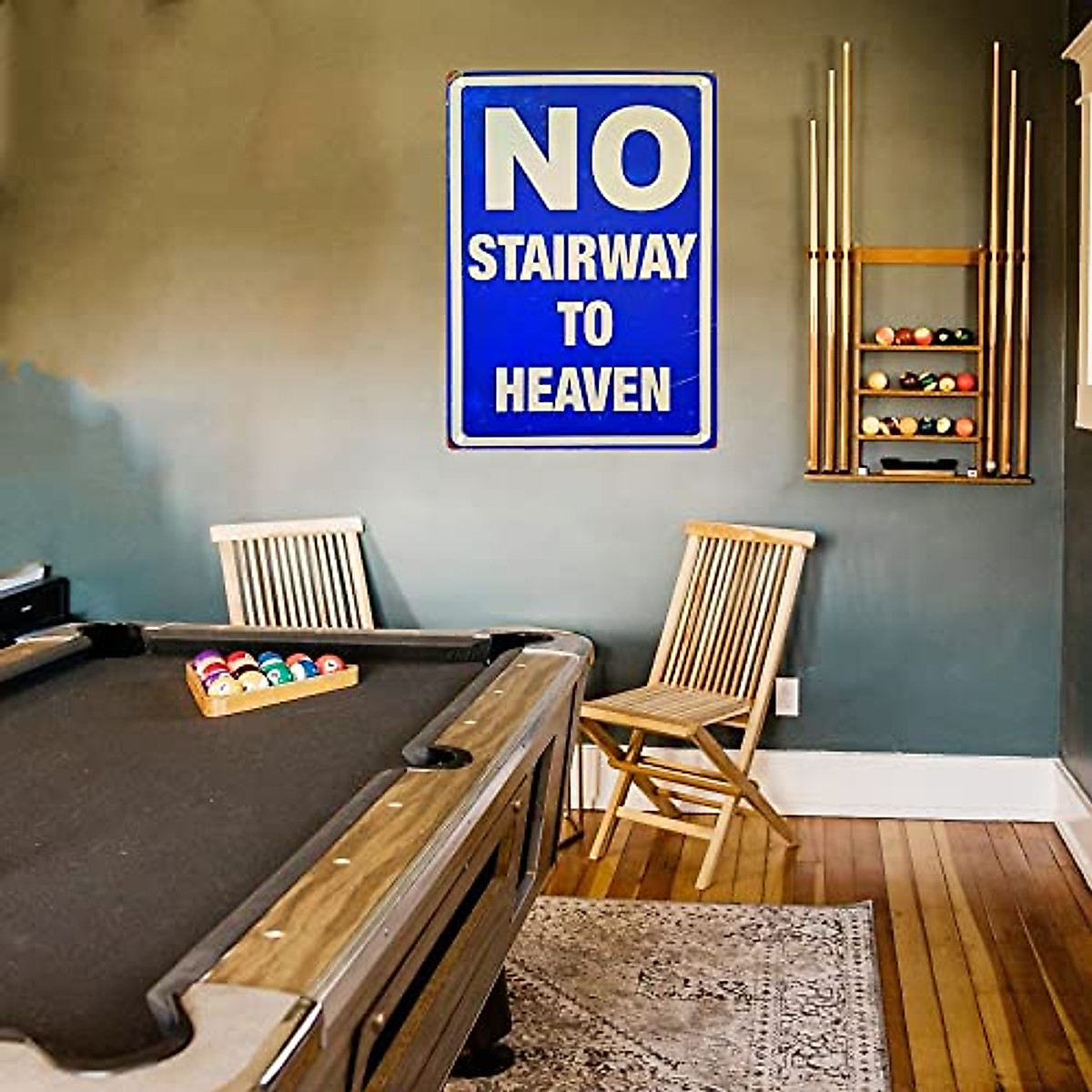 ERMUHEY No Stairway to Heaven Sign Metal Tin Sign, No Stairway to Heaven Poster ​for Home Office Restaurants Bedroom Cafes Bars Pub Man Cave Wall Decor Plaque Sign 12x8 Inch